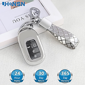 UHONSN Accessories for Honda Civic Accord 2022 Key Fob Cover Car Keys Shells Keychains Full Covers Protector Case Soft TPU Silver