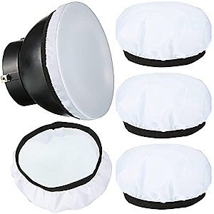 4 Pieces Diffuser Lamp Sock Soft Diffuser Lamp Cover 7 Inches/ 18 cm Standard Cloth Diffuser Light Sock Lampshade Reflector Lamp Sock for Strobe Flash Light Speedlite (White)
