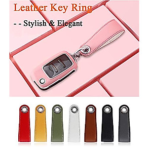 SANRILY Flip Key Fob Cover for Volkswagen Jetta Passat Golf Beetle GTI Polo for Touran Keyless Remote Key Case ABS Plastic Leather Key Protective Shell with Keychain Pink