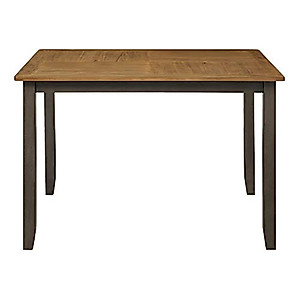 OSP Home Furnishings West Lake Dining Table Set, 5-Piece, Antique Finish Natural Top and Grey Base with Charcoal Fabric