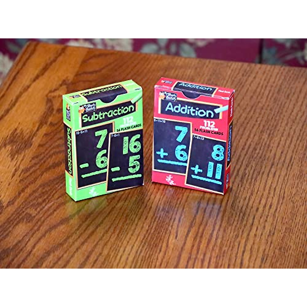 Regal Games - Two-Pack Math Flash Cards - Addition & Subtraction Practice - Bright, Bold Easy to Read - Classroom, Homework, Study Supplement - 56 Cards, 112 Problems Per Pack