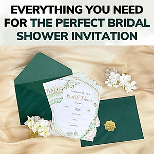 STOFINITY Bridal Shower Invitations With Envelopes - Wedding Shower Invitations, Greenery Bridal Shower Invites, Fill In Party Invitation Cards For Weddings, Parties, Receptions