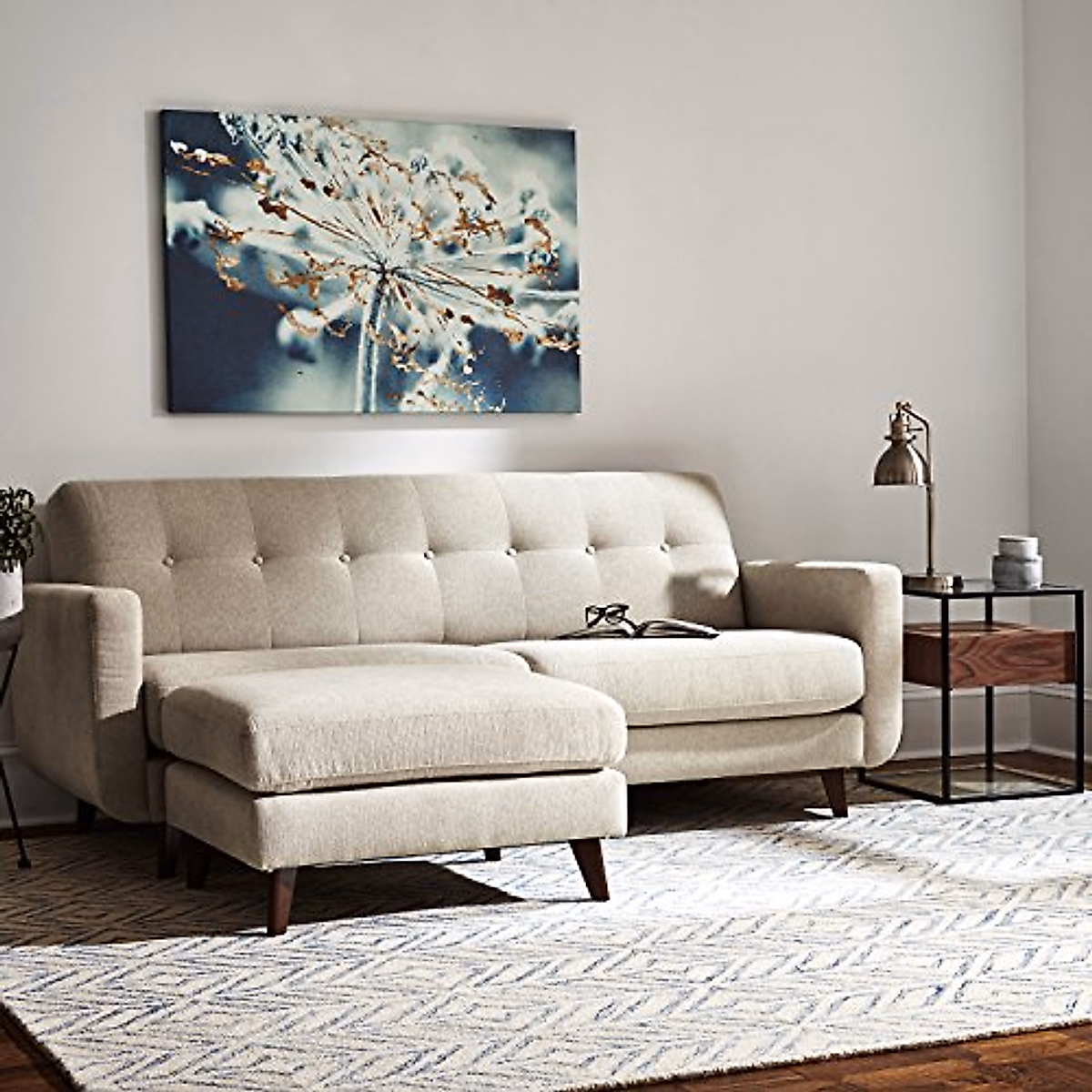 Amazon Brand – Rivet Sloane Mid-Century Modern Ottoman, 32"W, Shell