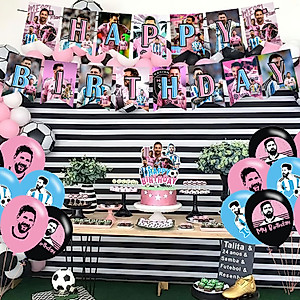 𝓜𝓮𝓼𝓼𝓲 𝓜𝓲𝓪𝓶𝓲 birthday party decoration supplies, 𝓜𝓮𝓼𝓼𝓲 𝓜𝓲𝓪𝓶𝓲 Soccer themed birthday party supplies include cupcake decoration, cake decoration, banners, balloons.