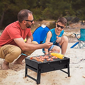 Charcoal Grill, Portable Folding Barbecue Grill BBQ Grill Desk Tabletop Outdoor Stainless Steel Camping Grill for Picnic Garden Terrace Camping Travel(Medium)