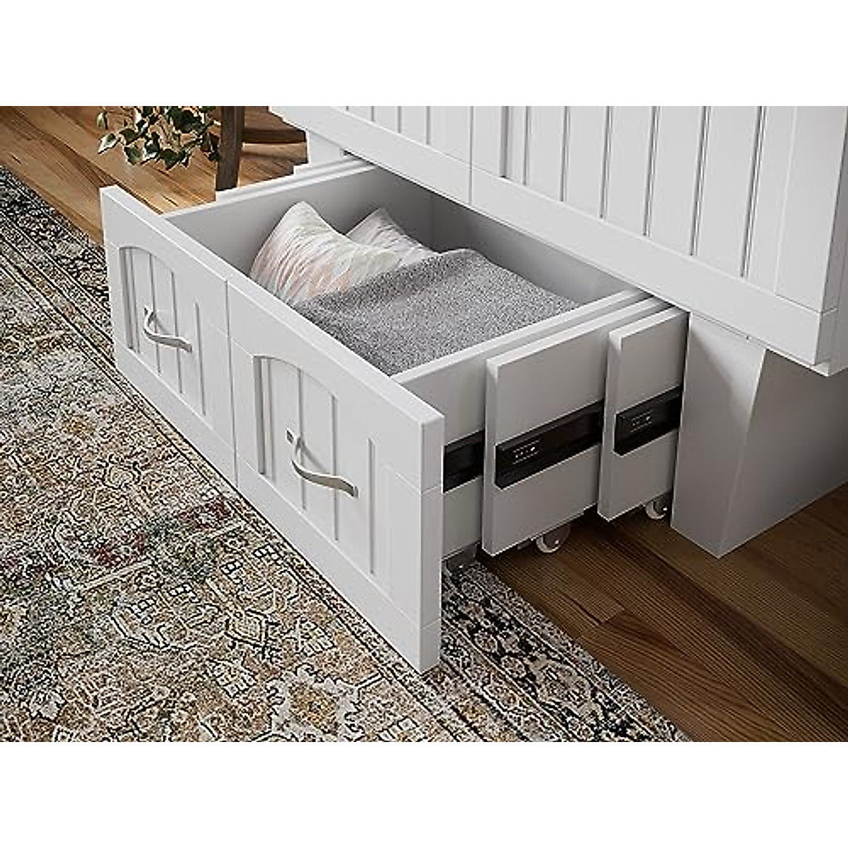 AFI, Sydney Twin Wood Murphy Bed Chest with Storage and Charging Station, White