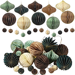 TecUnite 50 Pcs Glitter Christmas Party Decorations 3D Mini Glitter Edge Paper Honeycomb Ornament Honeycomb Tissue Hanging Ornament for Xmas Tree Decoration Wedding Birthday Party(Classic)