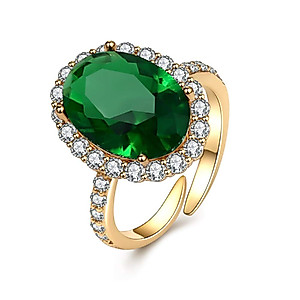 Artilady Cz Emerald Rings for Women - Simulated Emerald Solstice Ring AAAA Cubic Zirconia Open Band Rings, Adjustable for US 5-9 (Emerald Green, Adjustable)