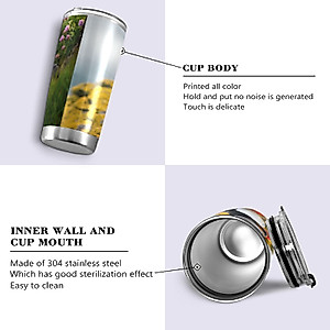 Yasala Tumbler Wild Flower Puffin Insulated Coffee Cup Beverage Container Office Travel Mug with Straw and Lid 20oz Holiday Back to School Gift