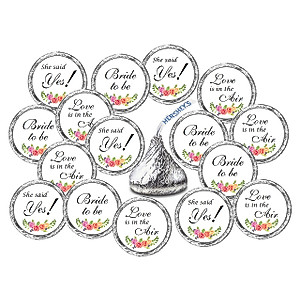 324 Floral Roses Bridal Shower, Bachelorette Party, Bride to Be Kisses Stickers, Chocolate Drops Labels Sticker for Engagement Party Decorations, Favors for Kiss