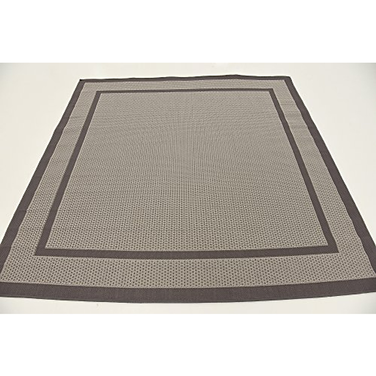 Unique Loom Outdoor Border Collection Area Rug - Border (6' 1" Square, Gray/ Silver)