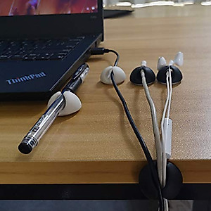 Cable Clips Organizer for Phone Charging Cable, Cable Holder Desktop,Cord Clips for Computer,Charging Cable,USB Cable,Mouse,Headphone Cable,Office, Nightstand,Table,Cubicle,ect.(3 Black+3 White)