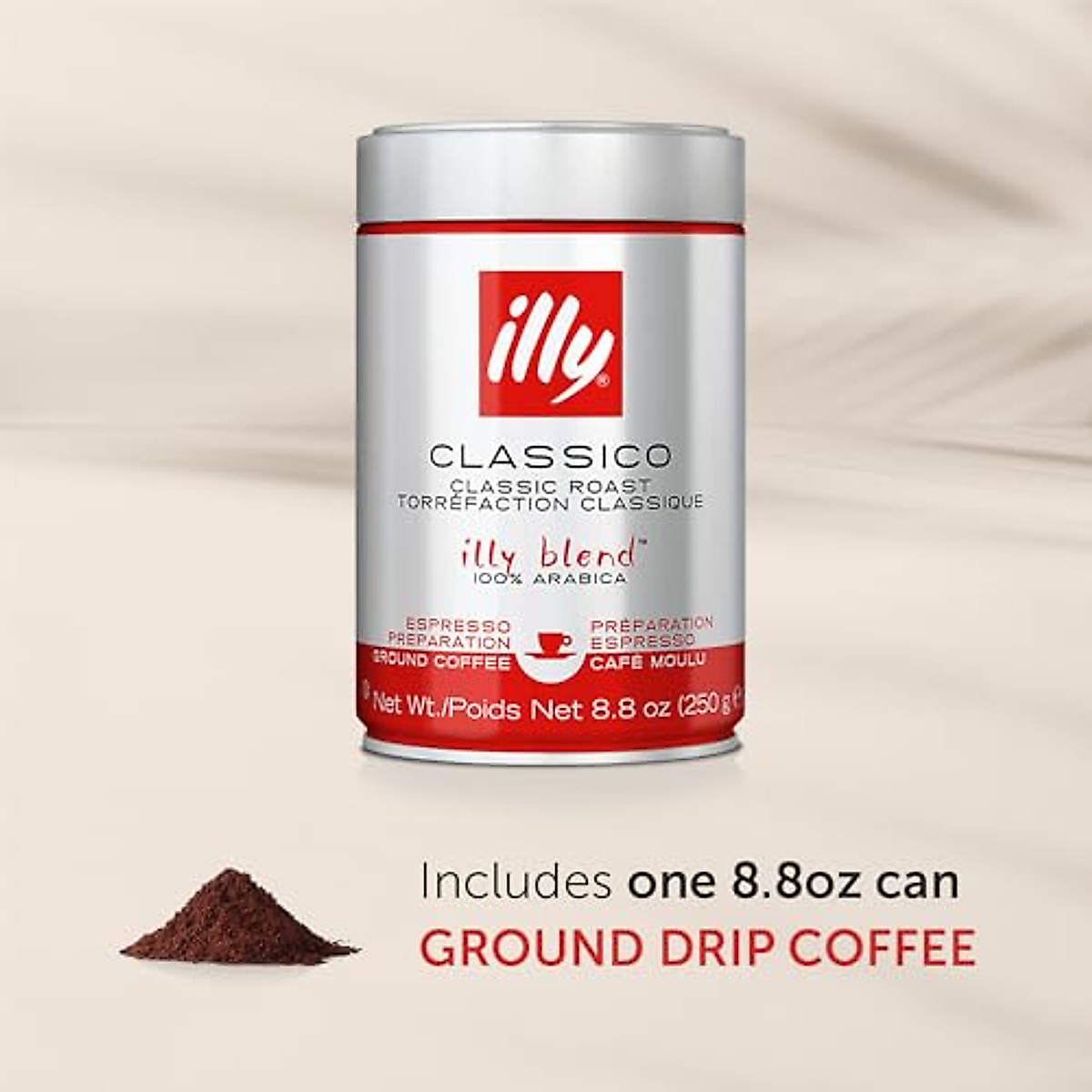 illy Drip Coffee - Ground Coffee - 100% Arabica Ground Coffee – Classico Medium Roast - Notes of Caramel, Orange Blossom & Jasmine - No Preservatives – Mild & Balanced – 8.8 Ounce