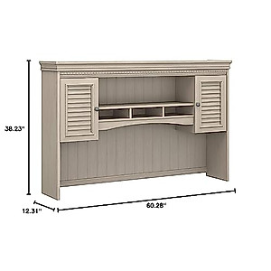 Bush Furniture Fairview Hutch for L Shaped Desk in Antique White, 60W
