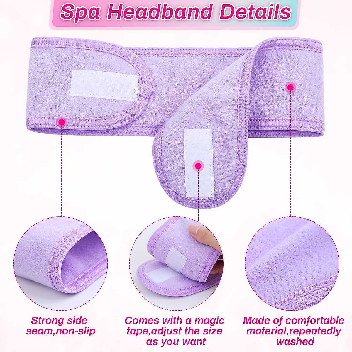 Sublaga Spa Headband Hair Wrap, Sweat Headband Head Wrap Hair Towel Wrap Non-slip Stretchable Washable Makeup Headband for Face Wash (6pcs colorful)