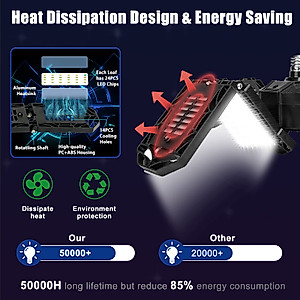 Garage Led Lights 2 Pack, 100W Super Bright LED Garage Lighting, 15000LM, 6500K LED Garage Ceiling Lights with E26/E27 Base, Easy Installation, 8-Leaf Deformable Lights for Garage, Workshop, Warehouse