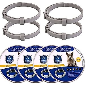 BUDOCI Pet Flea Collar Small Size Flea and Tick Prevention for Cats, 4 Pack Flea and Tick Collar for Cats, 38cm/15 inch, 8 Month Protection…