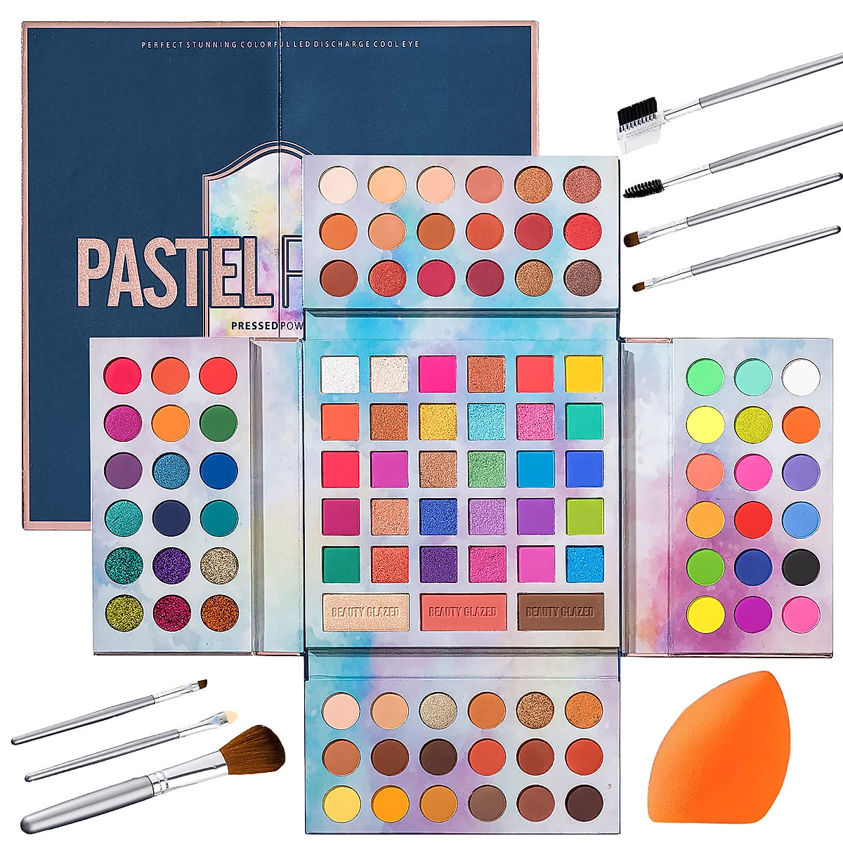 82 Vibrant Shades Makeup Palette - Matte, Shimmers, Glitters, Blush, Highlighter, Contour - Highly Pigmented Beauty Kit for Eye and Face - Perfect for Creating Bold and Unique Looks