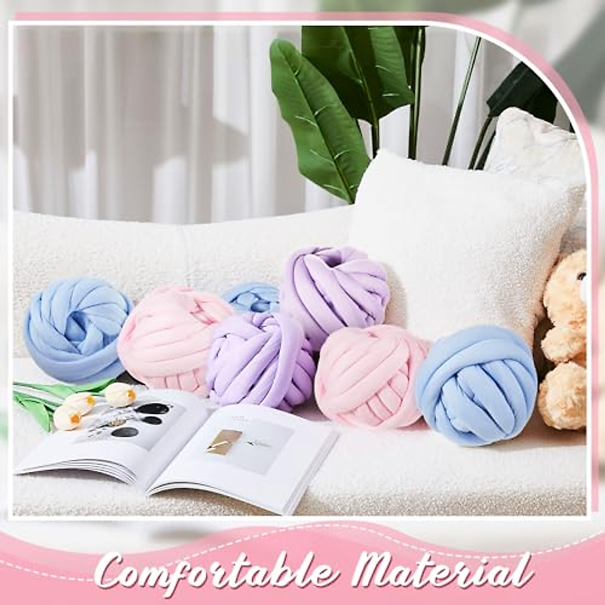 Timgle 6 Pcs Chunky Yarn Arm Knitting Yarns Bulky Yarn for Knitting Hand DIY Knit Throw Blanket Craft, Total 3.3 Lbs(Blue, Purple, Pink)