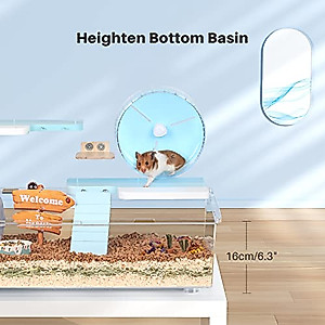 BUCATSTATE Hamster Cages with Free Accessories, Small Animal Cage and Habitats Stackable for Rats, Gerbil, Guinea Pig, Mice, Syrian Dwarf Hamster, Bird (24.4" L * 13.8" W * 16.9" H)