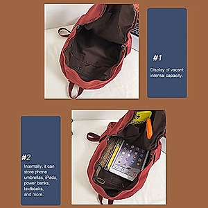 Juoxeepy Canvas Backpack for Women Men Vintage Brown Backpack Grunge Aesthetic College Laptop Backpack Solid Color Everyday Backpack Travel Daypack Rucksack