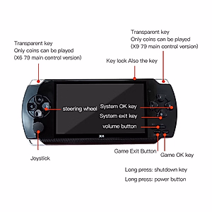 4.3'' 8GB 128 Bit Retro Handheld Game Console Portable Video Game Built in 10000 Games Built-in Support USB 2.0 High Speed Transmission (Black)