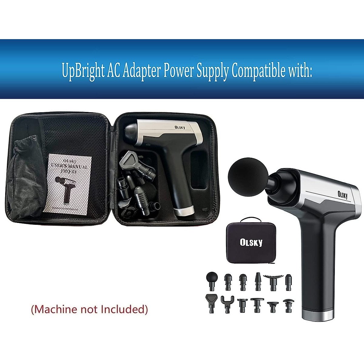 UpBright 16.8V AC/DC Adapter Compatible with OLSKY JMQ-01 JMQ01 Massage Gun Handheld Electric Deep Tissue Pain Relief Percussion Muscle Massager 16.8VDC 1.0A 3000mAh Power Battery Charger (Not 12V.)