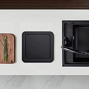 DJFKDYHPE Recessed Countertop Flap Lid, Trash Bin Balance Cover 304 Stainless Steel Built-in Stainless Steel Trash Grommet Waste Chute Cover -Black(Black)