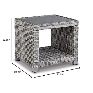 Signature Design by Ashley Naples Beach Casual Outdoor End Table, Light Gray