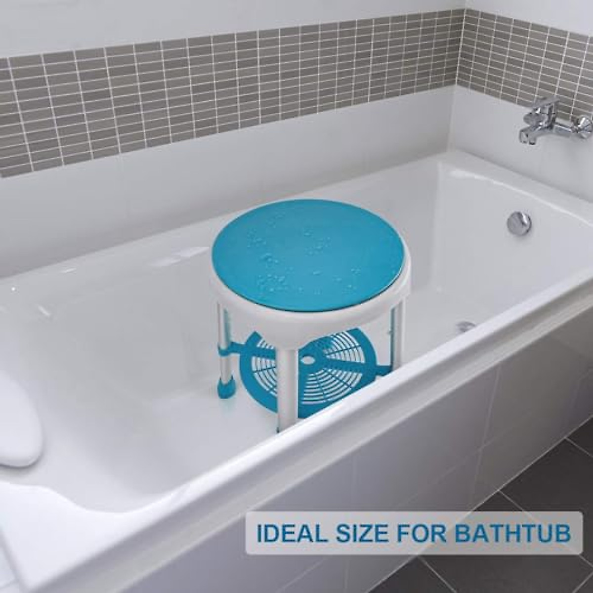 Health Line Massage Products Swivel Shower Stool 350 Lbs, 360 Degree Rotating Shower Chair for Inside Shower, Tool Free Adjustable Bathtub Seat with Storage Tray (FSA or HSA Eligible)