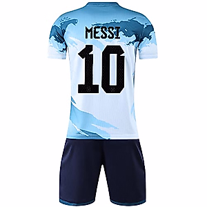 Casmy Kids Youth Argentina Me-Ssii Jersey+Soccer Shorts World Cup Football Sports Team Camo Graphic Shirts Kit for Boy Girl