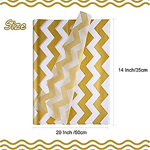 MIAHART 100 Pcs Gold White Tissue Paper Bulk 3 Style Decorative Metallic Wrapping Paper for Gift Bags Birthday Christmas Party Decoration, DIY Arts Crafts Gold Dot Wave Design Patterned(100 Sheet)