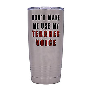 Rogue River Tactical Funny Teacher Voice 20 Oz. Travel Tumbler Mug Cup w/Lid Vacuum Insulated School Professor Teaching Educator Gift