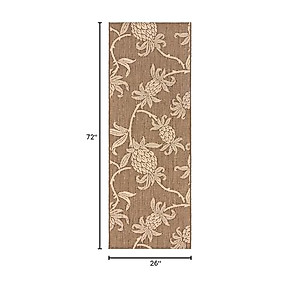Gertmenian Indoor/Outdoor Kona Coast by Reyn Spooner Runner Rug - 2x6 Runner, Stain & UV Resistant, Ideal for Deck, Patio, Poolside Rooms - Pineapple, Brown, 46657