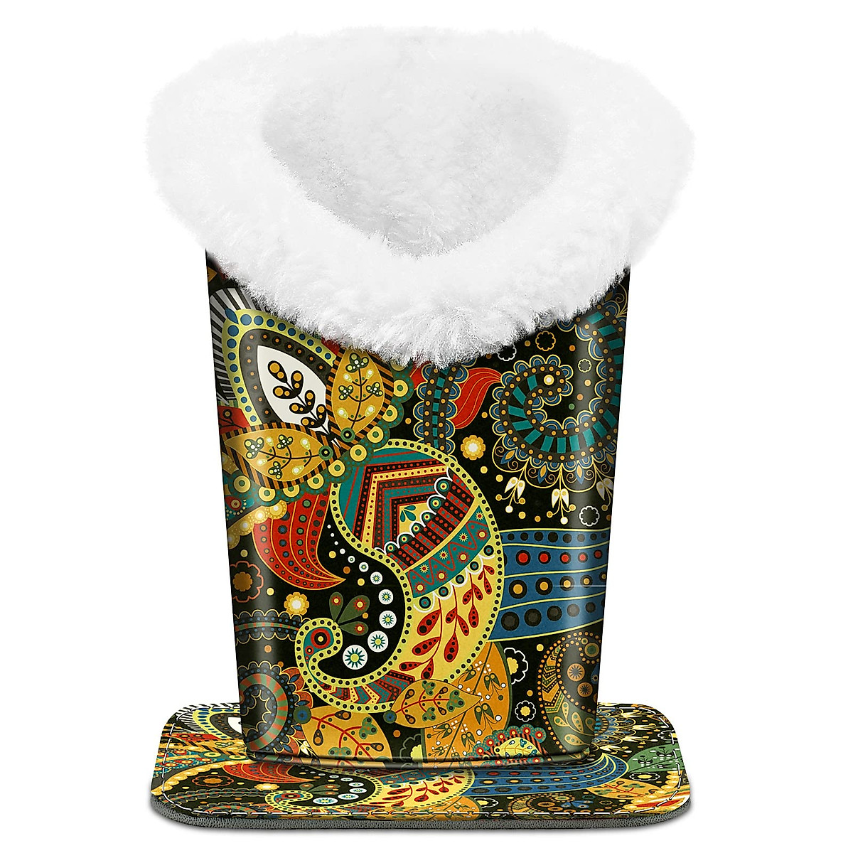 molshine Plush Lined Eyeglasses Stand Holder,Leather Glasses Upright Case with Magnetic Base for Office Desk,Bedside,Parlor-(Paisley)