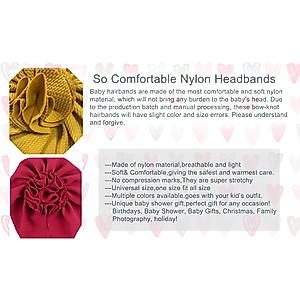 5 Pcs Baby Girls Headbands Nylon Hairbands with Bows Soft Elastics Baby Hospital Hat Newborn Turban Headwrap Hair Accessories for Babies Infant Toddlers Kids Photography