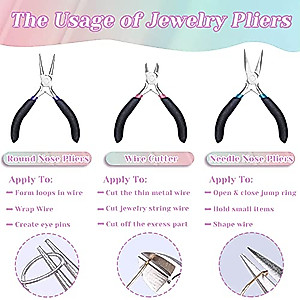 Jewelry Pliers Set, Paxcoo 3Pcs Jewelry Making Pliers Tools Kit includes Needle Nose Pliers, Round Nose Pliers, Wire Cutters for Jewelry Making Supplies, Wire Wrapping, DIY Crafts, Beading