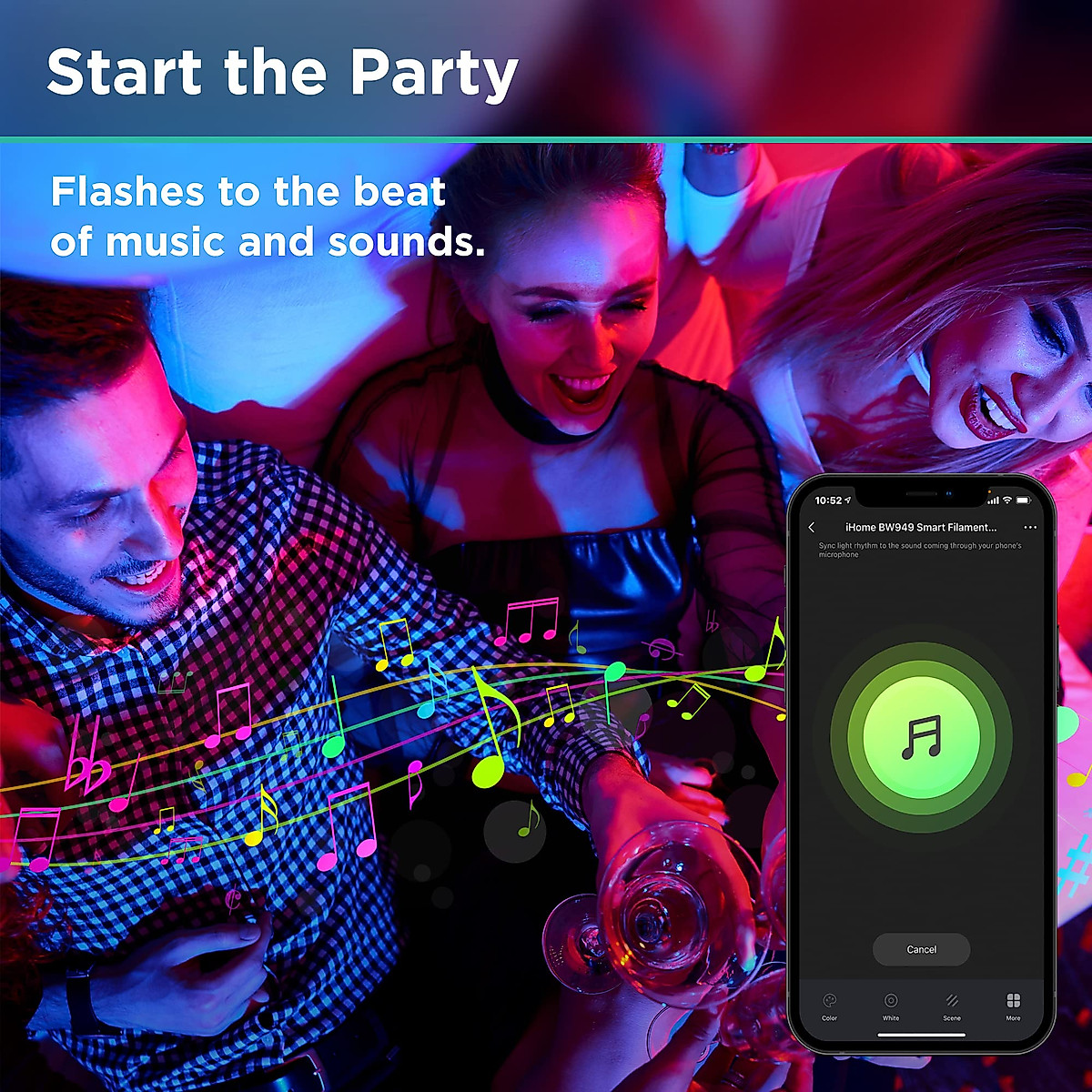 iHome Spectra Smart Spiral Edison RGBW Multicolor LED Light Bulb, G25/E26, 440 Lumens, 5.5W (40W Equivalent), Tunable and Dimmable Color Changing WiFi Smart Bulb, Works with Alexa and Google Home