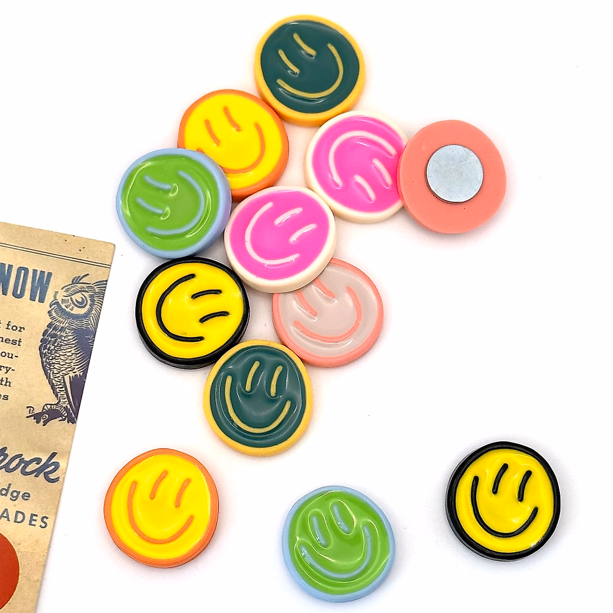 KROYSEA 12PCS Colorful Smiling Face Fridge Magnets