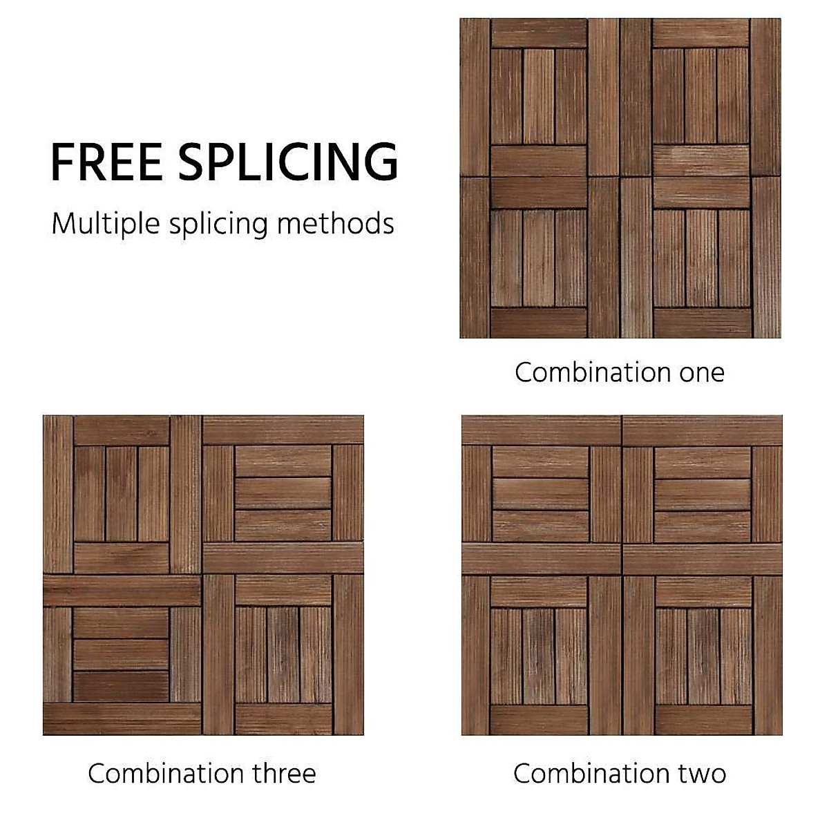 Topeakmart 27PCS Patio Deck Tiles Interlocking Wood Composite Decking Floor Tiles 12 x 12in Brown for Outdoor & Indoor Patio Garden Deck Poolside