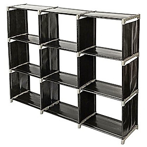 AMAIR 3 Tier Storage Cube Closet Organizer Shelf 9 Cube Cabinet Bookcase Storage Black GPJJPUS