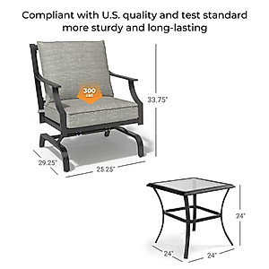 Grand patio Rocking Chairs Patio Chairs Bistro Sets Conversation Chair Set Indoor Outdoor Chat Set Motion Chair A Comfortable Shake of 5-10° Unique Design Patio Set with Grey Cushions 3-Piece