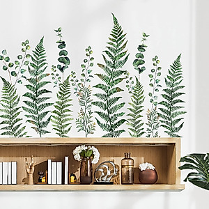 Amaonm Removable Fresh Plants Vine Leaf Wall Sticker DIY Peel and Stick Green Leaves Wall Decals Home Decor for Kids Girls Boys Babys Bedroom Living Room Nursery Classroom Playroom Wall Corner Bathroom Background Decoration