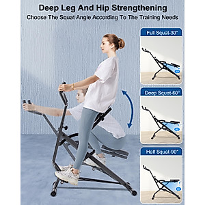 Squat Machine, BORGUSI R303 2 in 1 Squat Rowing Machine, Easy Assembly & Foldable Exercise Equipment, Glute Trainer Machine, Butt & Leg Home Workout Machine