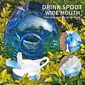 128OZ/1 Gallon Water Bottle with Straw Motivational Water Bottle with Time Marker, Large Water Bottle 128 Oz Water Bottle, Big Water Jug for Sports Water Bottles, Two Handles BPA Free (Blue)