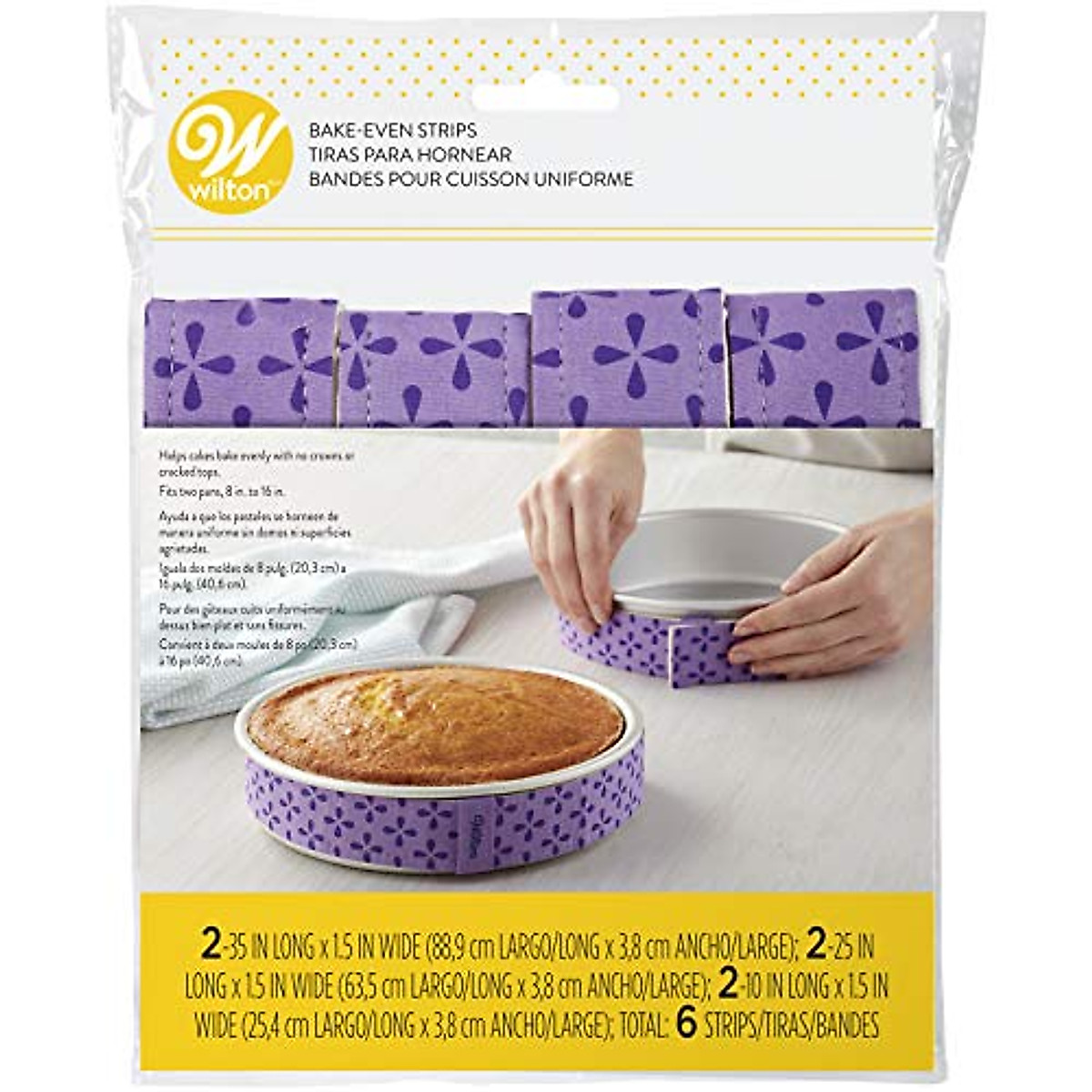 Wilton Bake-Even Cake Pan Strips - Use Cake Strips on Baking Pans for Evenly Baked Cakes, 6-Piece Set, (2) 35 x 1.5-Inch, (2) 25 x 1.5-Inch and (2) 10 x 1.5-Inch