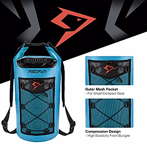 Piscifun Dry Bag, Waterproof Floating Backpack with Waterproof Phone Case for Kayking, Boating, Kayaking, Surfing, Rafting and Fishing, Light Blue 20L