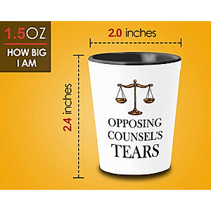 Bubble Hugs Lawyer Shot Glass 1.5oz - Opposing Counsel's Tears - Law Student Law School Attorney Advocate Plaintiff Defense
