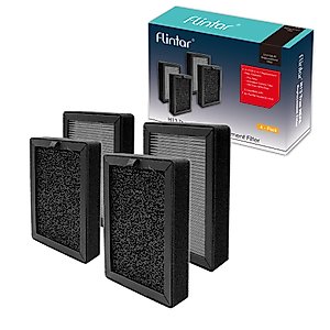 Flintar 4-Pack of LV-H128-RF True HEPA Replacement Filter, Compatible with LV-H128 Air Purifier, 3-Stage H13 True HEPA Filtration System, Part Number LV-H128-4