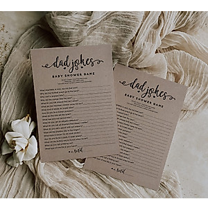 Your Main Event Prints 50 Pack Kraft Baby Shower Games, Fun Dad Joke Game, Great for Baby Shower, Baby Sprinkle, or any Party!